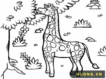Các bức tranh tô màu con hươu cao cổ đẹp nhất cho bé